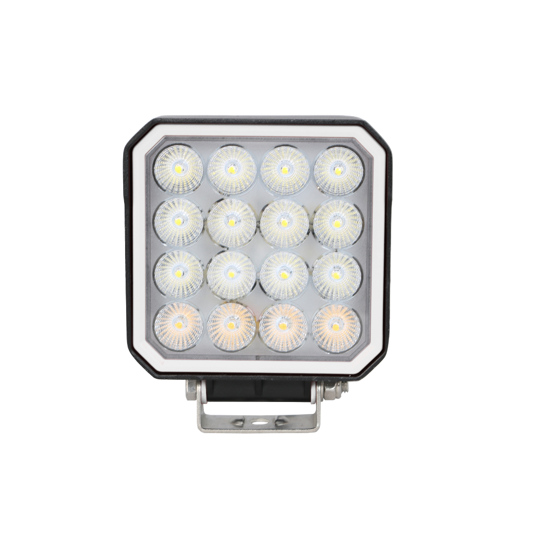 WL-S161-D (SINGLE) | Square Dual Colour Work Light with 12 Clear + 4 ...